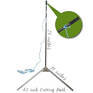 Crystal Blue Pond & Lake Weed Cutter - 42 inch Wide Cutting Path, Includes 20 Foot Rope, Blade Sharpener & Safety Gloves - Remove Common Pond Weeds, Chara, Lilly Pads, Small Leaf & More