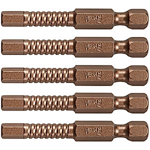 VEGA 3/16" HEX Allen Wrench Impact Driver Bits. Impactech Professional Grade 3/16" HEX 2” Impact Power Bits Perfect for Ikea Type Furniture P150H1264A-5 (Pack of 5)