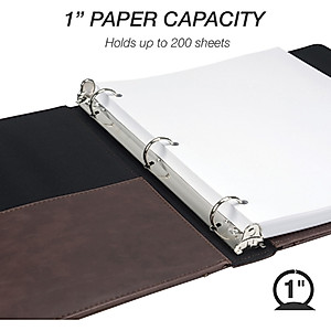Samsill Vintage Hardback 3 Ring Leather Binder, Professional Binder Organizer, Planner Binder, 1 Inch 3 Ring Binder, Letter Size 8.5 x 11, No Zipper, Faux Brown Leather