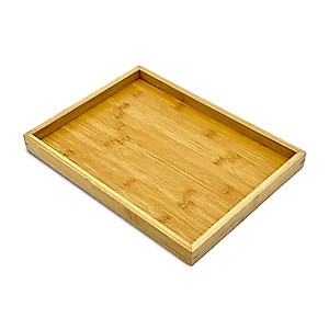 Bam & Boo - Natural Bamboo Rectangle Serving & Vanity Tray - for Kitchen Bathroom Countertop, Coffee Table (Large, 13.75inch x 10.25inch x 1.2inch), Beige