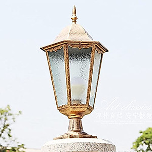 Retro Post Light Aluminum Garden Pillar Lamp Outdoor Lighting Column Lamp Waterproof IP65 Street Light Glass Lantern Gate Stigma Light Courtyard Landscape Light Fence Lawn Porch Deck Garage
