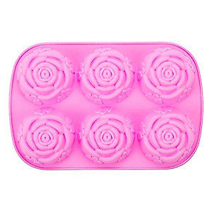 MOTZU 6 Cavity Rose Flower Silicone Ice Cube Candy Chocolate Cake Cookie Cupcake Baking Soap Mould