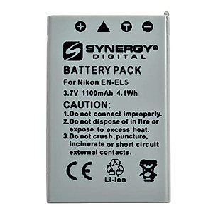 Synergy Digital SDENEL5 Lithium-Ion Battery - Rechargeable Ultra High Capacity (3.7V 1100 mAh) - Replacement for Nikon EN-EL5