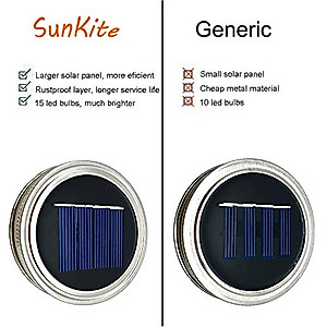 SunKite Solar Mason Jar Lights, 8 Pack 15 LED Waterproof Fairy Firefly Jar Lids String Lights with Hangers(NO Jars), Patio Yard Garden Wedding Easter Decoration - Multicolor