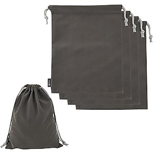 Cosmos Set of 5 Premium Gray Travel Carry Drawstring Headphones Pouch Bag (Gray Color)