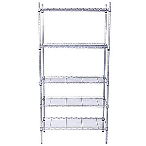 EEBUIHUI 5 Tier Adjustable Storage Shelf Metal Storage Rack Wire Shelving Unit Storage Shelves Metal for Pantry Closet Kitchen Laundry (Silver-5)