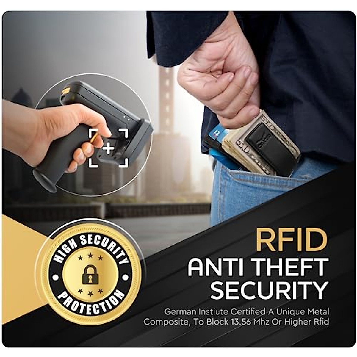 Money Clip Leather Wallet For Men Slim Front Pocket RFID Blocking with Super Strong Magnetic