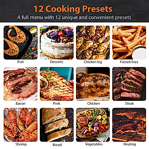 CROWNFUL 7 Quart Air Fryer, Oilless Electric Cooker with 12 Cooking Functions, LCD Touch Digital Screen with Precise Temperature Control, Nonstick Basket, 1700W, UL Listed-White