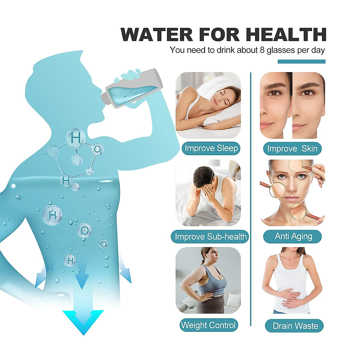 Hydrogen Water Bottle,Hydrogen Water Bottle Generator with Time Reminder Stickers,Rechargeable Portable Glass Hydrogen Water Ionizer Machine for Home Office Travel