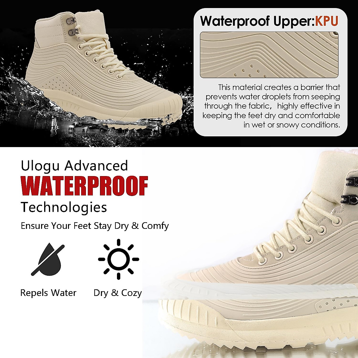 ulogu Snow Boots Women Waterproof Insulated White Duck Boots with Fur Lined Warm Ankle Booties Lightweight Comfortable Winter Shoes Zapatos Botas Invierno Para Mujeres size 6