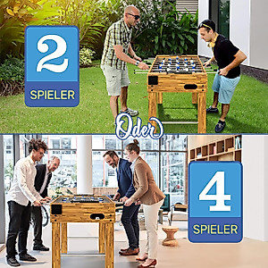 SereneLife 48in Competition Sized Foosball Table - Height Adjustable Arcade Soccer Set for Home, Game Room, Man Cave - Includes 2 Balls & 2 Fold-Out Cup Holders, Natural