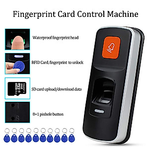HENA HERNAS Complete Set Access Control Kit, 1000 Fingerprints and 1000 Cards RFID Keypad with Upgraded 180KG (380lbs) Magnetic Lock and Professional Power Supply, for Door Lock Security, Multicolor