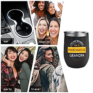 I'm Not Retired I'm A Professional Grandpa Tumbler With Lid And Straw For College