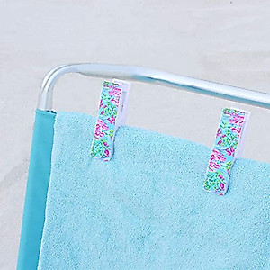 Lilly Pulitzer Water Resistant Vinyl Beach Day Pouch - Includes Drink Hugger, Zip Pouch, and Towel Clips, Best Fishes