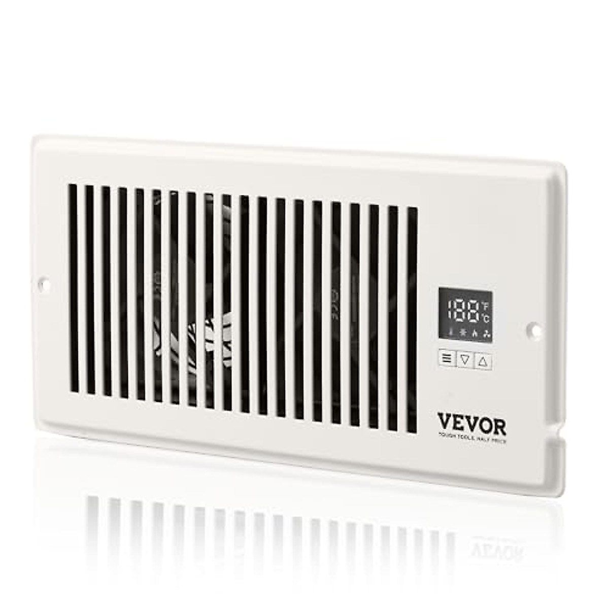 VEVOR Register Booster Fan, Quiet Vent Booster Fan Fits 4” x 10” Register Holes, with Remote Control and Thermostat Control, Adjustable Speed for Heating Cooling Smart Vent, White
