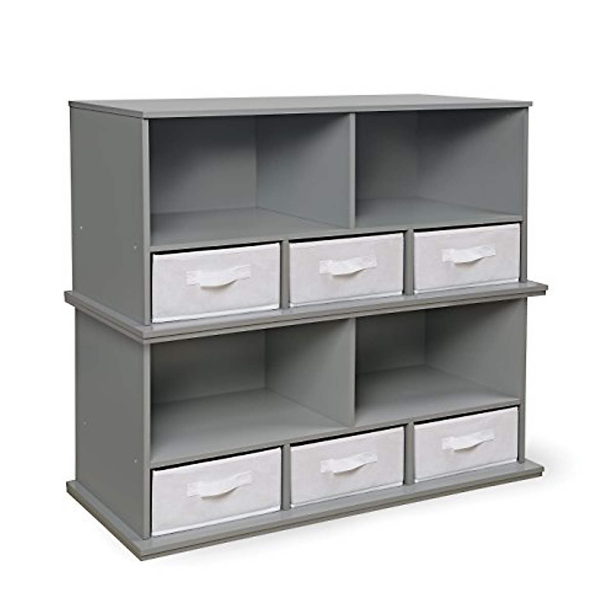 Stackable 5 Shelf Storage Organizing Cubby with 3 Fabric Baskets