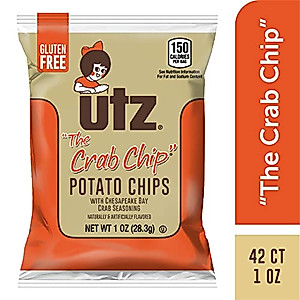 Utz Crab Chips 1 oz. Bags, 42 Count, Crispy Fresh Potato Chips, Perfect for Vending Machines, Individual Snacks to Go, Trans-Fat Free