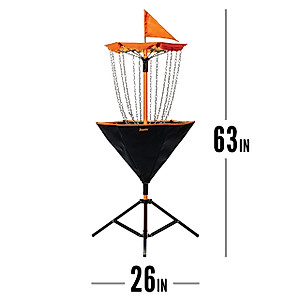 Franklin Sports Disc Golf Basket + Discs Set - Portable Disc Golf Target Basket with Chains - 3 Discs Included - Driver, Mid-Range + Putter - Steel Chains