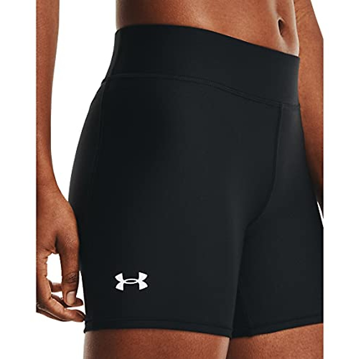 Under Armour Women's HeatGear Mid Rise Middy, Black/White, XS (US 0-2)