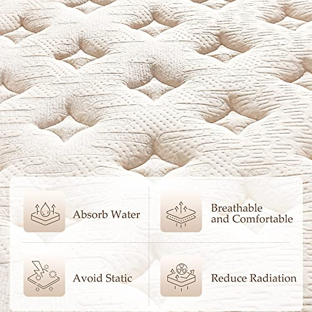 Kescas 8 Inch Memory Foam Hybrid Twin Mattress - Knitted Fabric Cover with Linen - Heavier Coils for Durable Support - Pocket Innersprings for Motion Isolation - Pressure Relieving - Medium Firm