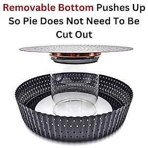 Jean Lemond: Introducing King Crispy's Deep Pie, Tart & Quiche Pan With Perforated Holes For Crispy Crusts. A Non-Stick, Removable Bottom, Dishwasher Safe, Pie Pan Baking Plate Dish. (9 inch x 2 Deep)