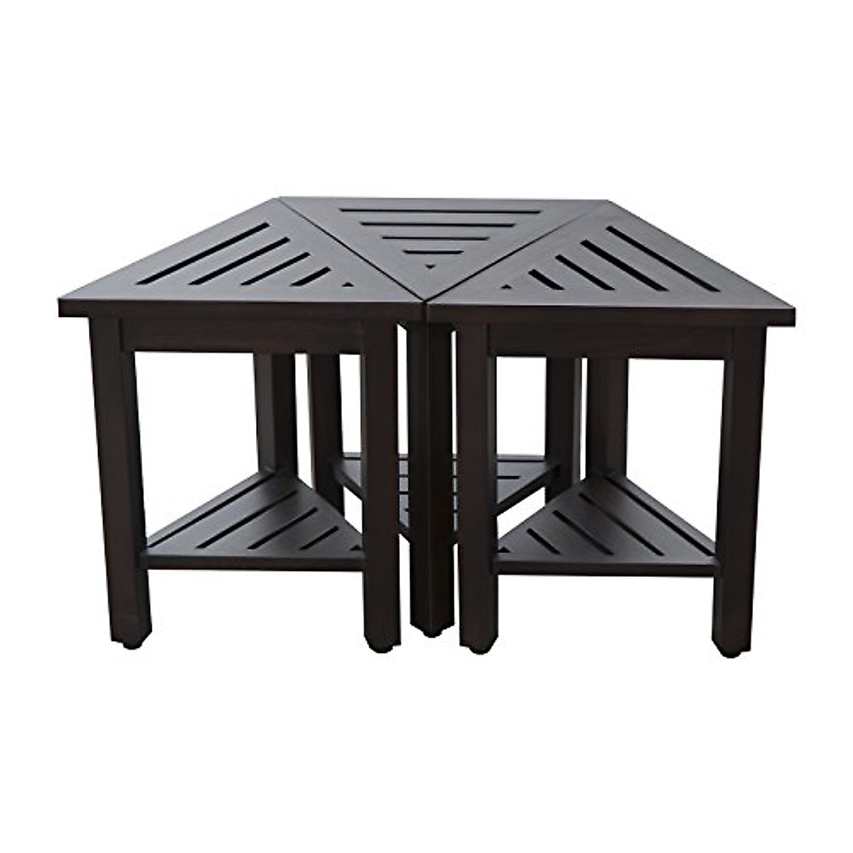 Decoteak FlexiCorner 17" Triangular Teak Modular Shower Bench and Table with Shelf