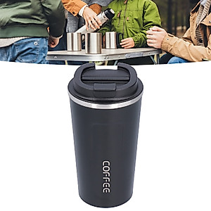 510ML Stainless Steel Insulated Coffee Mug, Coffee Thermos Outdoor with Lid, Vacuum Insulated Office Outdoor Travel Leisure Car Cup(Black)