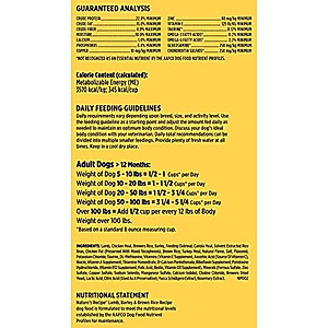 Nature’s Recipe Original Dry Dog Food for Adult Dogs, Lamb & Rice Recipe, 12 lb Bag