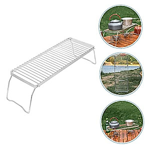 Kisangel 2pcs Burner Support Mini Charcoal Grill Outdoor Charcoal Grill Portable Bbq Grill Campfire Grill Rack Camp Grill Grate Camping Grill Rack Camping Barbecue Rack Foldable Grill Rack