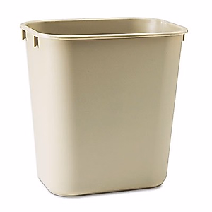 Deskside Plastic Wastebasket, Rectangular, 3.5gal, Beige, Sold as 1 Each, 8PACK , Total 8 Each