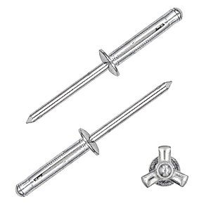 ALLCLEAN 3/16" x 1" Tri-Fold Rivets Assortment - 50Pcs,Silver Tri-fold Exploding Pop Rivets Solid Aluminum Tri Grip Rivets Bulb Style Rivets for Kayak Marine Boat