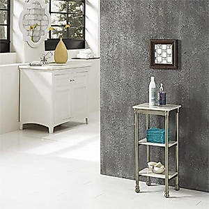 Home Styles The Orleans Three Tier Tower with Marble Laminate Shelves, Sturdy Powder-Coated Steel Frame