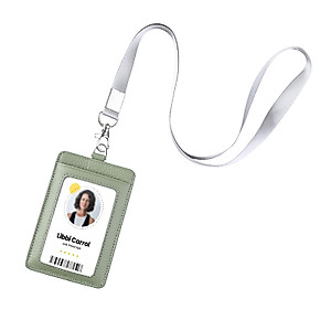 Genuine leather id badge holder with lanyard,soft leather ID Card Holder,Up to 20 colors and leather grains to choose,frommultiple card slots,vertical work name badge case