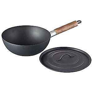 Skater IRCN1-A Outdoor Use, Removable Handle, Wok, 9.1 inches (23 cm), Lid with Storage Bag, No Seasoning Required, No Empty Boning, Camping Frying Pan, From Kanji