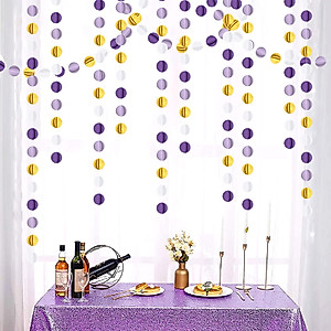 Purple-Lavender White-Gold Party-Decorations Paper Garland - 39ft 3D Graduation Hanging Streamers Banner,Birthday Wedding Anniversary Baby Shower Bachelorette Valentine Day Backdrop Decor Burgleda