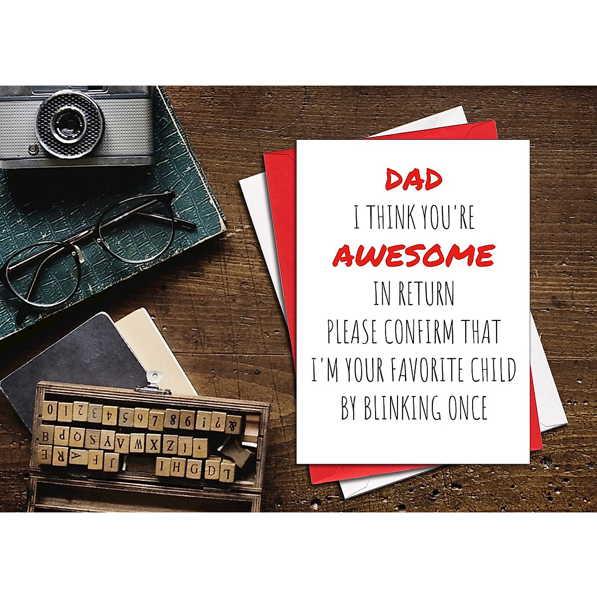 Ikassong Funny Card for Dad Birthday Father's Day 5.3 x 7.6 with 2 Envelopes