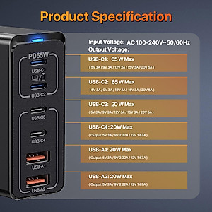 USB C Charger Block, 165W Multiple Charging Station, USB Charger Block, 6-Port USB C Charging Station Compatible with MacBook Pro/Air, iPhone 14/13/12 Series, Samsung Galaxy, Pixel, Laptop