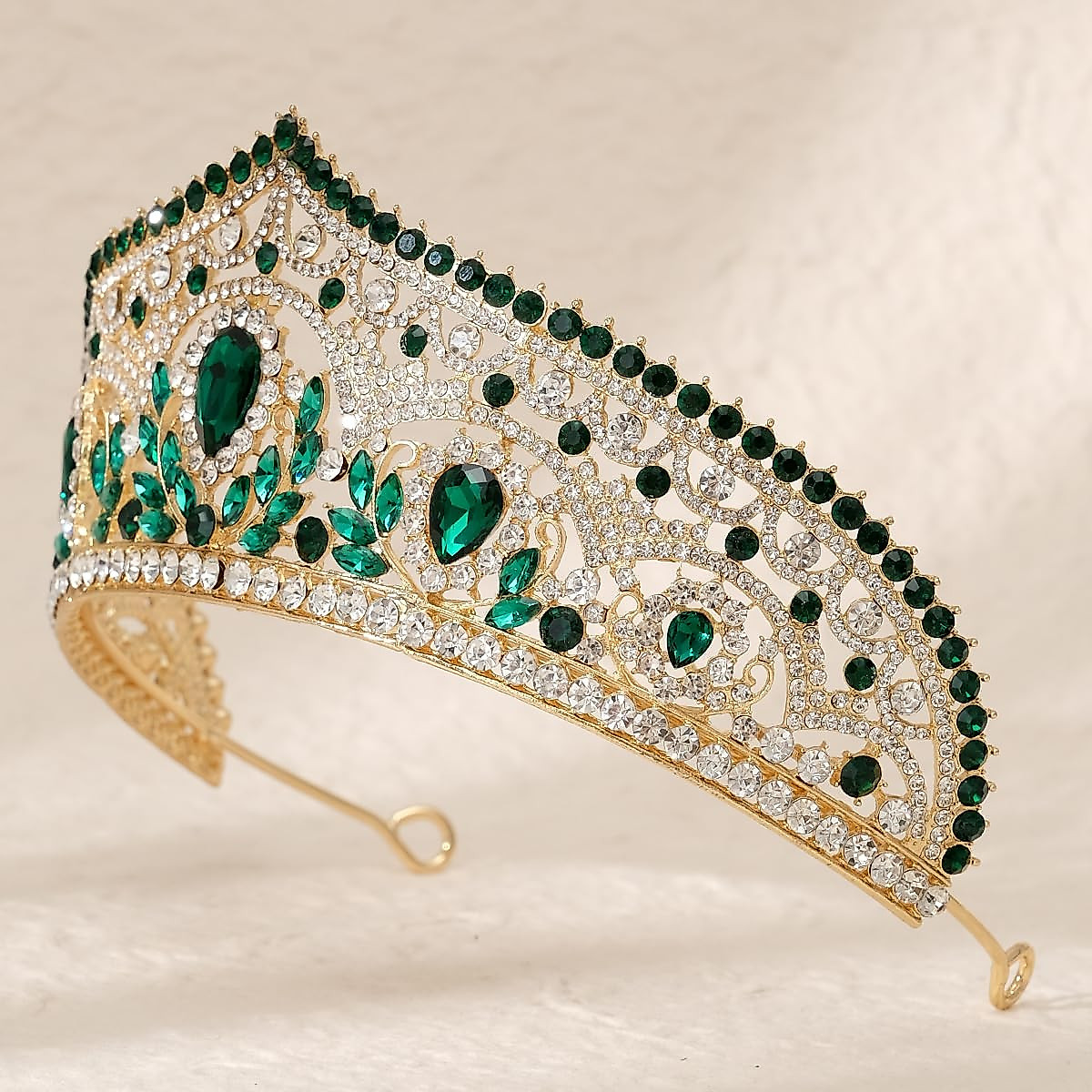 HEWEICSY Green Tiaras and Crowns for Women,Wedding Tiara for Bride,Rhinestone Queen Crown,Crystal Costume Hair Accessories for Birthday Prom