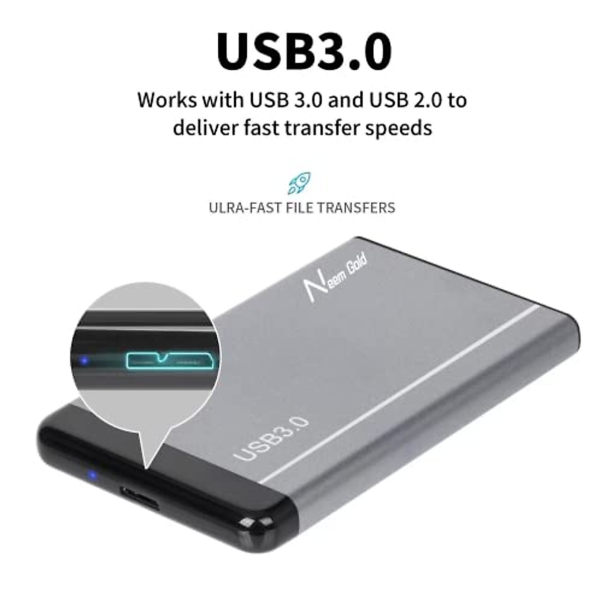 U&D 750GB 2.5 inches Portable External Hard Drive USB3.0 Mobile HDD Storage Compatible for PC, Desktop, Laptop, Mac, MacBook, Chromebook, Xbox One, Xbox 360, PS4 (750GB, Grey) UK-XJL-SXT-N21