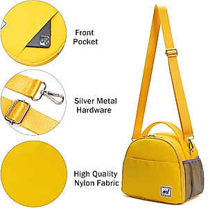 Lunch Bag Insulated Cooler Bag for Women Nylon Waterproof Lightweight Lunch Box Organiser (Yellow)