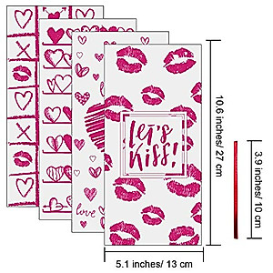 Aneco 100 Pack Valentine's Cellophane Bags 4 Styles Valentine Candy Cookie Bags Plastic Valentine's Gift Bags Cellophane Bags with Twist Ties for Valentine's Party Favor Supplies