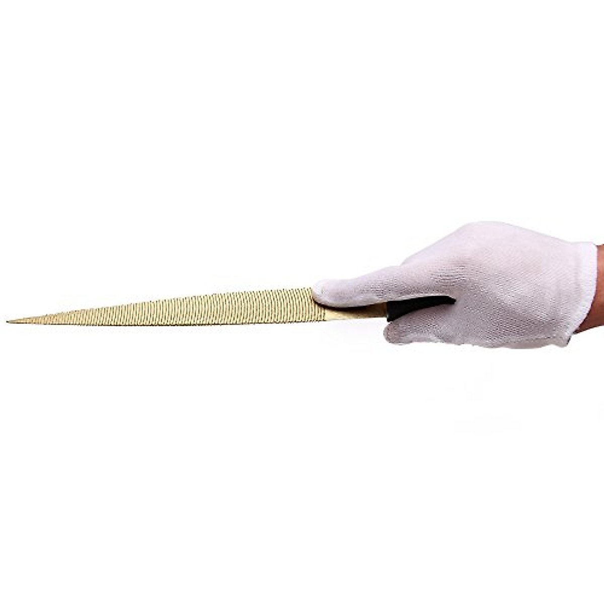 NKTM Needle File Set Wood Files for Wood Working Files Tools Golden Tapered Wood Rasp File with Rubber Handle in Gift Bag for Carving 2 Pack (8 * 10 inch)