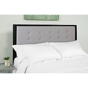 Flash Furniture Bristol Metal Tufted Upholstered Queen Size Headboard in Light Gray Fabric