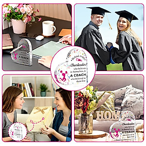 Tatuo Cheer Coach Gift Acrylic Sign Cheerleading Coach Appreciation Gift Office Desk Decor Thank You Present for Birthday Graduation End of Season Senior Retirement (Pink Cheer)