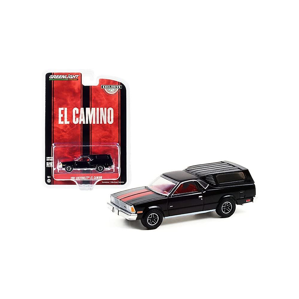 1981 Chevy El Camino with Camper Shell, Black - Greenlight 30310/48-1/64 Scale Diecast Model Toy Car