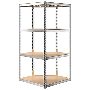 vidaXL 4-Layer Corner Shelf Silver Steel&Engineered Wood