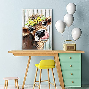 CEUHROG Cow Diamond Painting Kits for Adults - 5D Diamond Art Kits for Adults Kids Beginner, DIY Full Drill Diamond Dots Paintings with Diamonds Gem Art Crafts for Adults Home Wall Decor 12x16inch