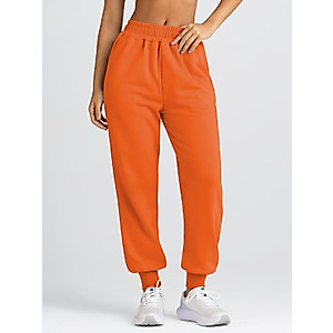 Yovela Sweatpants Women Baggy High Waisted Sweat Pants Fall Clothes Casual Joggers Y2k Aesthetic 2025 Winter Spring Fashion Trendy Warm Outfits Cute Comfy Tall Trousers with Pockets Orange L