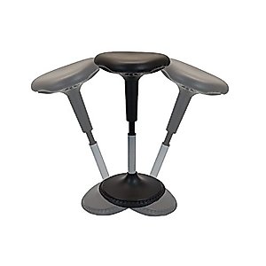WOBBLE STOOL Standing Desk Chair ergonomic tall adjustable height sit stand-up office balance drafting bar swiveling leaning perch perching high swivels 360 computer active sitting black saddle seat