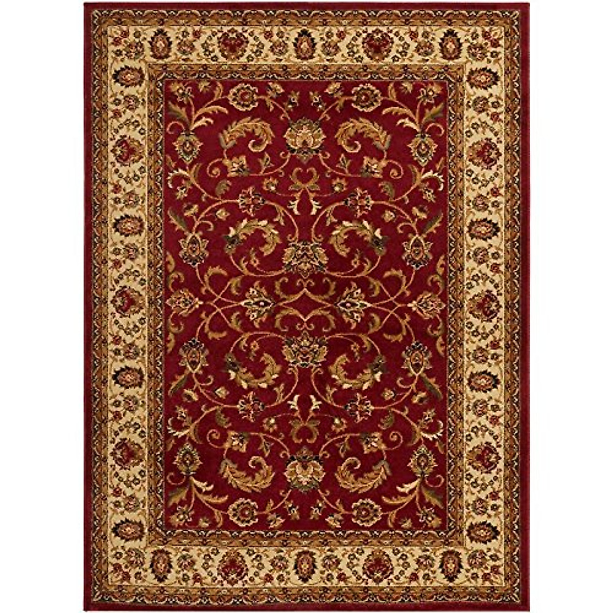 Home Dynamix Royalty Elati Traditional Ornate Damask Area Rug, 43 in x 62 in Rectangle, Red-Ivory